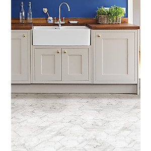 FloorPops 9" x 10.4" Milena Peel & Stick Hexagon Vinyl Floor Tiles (10 Tiles), (4.5 sqft/Carton), Gray