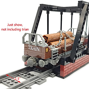 Classic Train Building Bridge City Passenger Express Train Tracks Toys Accessories Railroad Construction Building Block Compatible with Major Brand (Black Bridge)