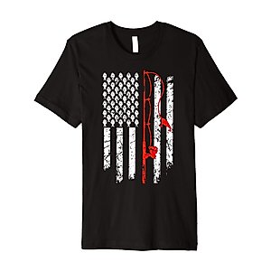 US American Flag Bass Fishing Pole Patriotic Gift USA Flag Premium T-Shirt