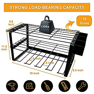 Power Tool Organizer, Garage Tool Organizers with Storage, 3 Layers Heavy Duty Metal Tool Shelf, Drill Holder Wall Mounted, Utility Storage Rack for Cordless Drill, Handheld Power Tools