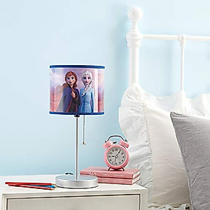 Frozen 2 Stick Table Kids Lamp with Pull Chain, Metal, Themed Printed Decorative Shade