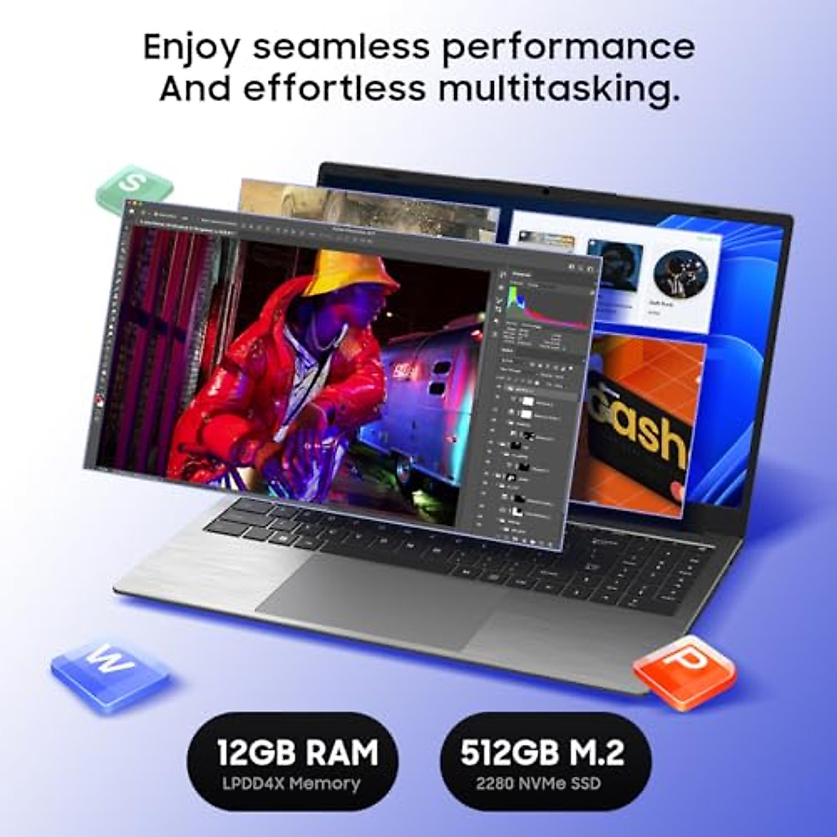 ZENAERO 15.6" Windows 11 Pro Laptop Computer 12GB RAM 512GB SSD, Intel Celeon N5095(4C4T, up to 2.9Ghz) IPS Display, HDMI, Dual and WiFi, BT4.2 Light and Thin Notebook PC for Work, School Student