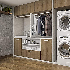 Pull Down Closet Rod Wardrobe Clothes Hanger Rail Lift Closet System Storage Organizer Soft Close Aluminium Garment Hanging Rack for Soft Return Space Saving (Adjustable Width 23.62-33.86inch)