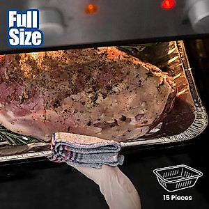 EHOMEA2Z Large Aluminum Pans (15 Pack) Full Size Deep Foil Disposable Durable Large Steam Table Pans for Baking Serving, Chafing Trays for Caterers, Bakeware 21 x 13 x 3