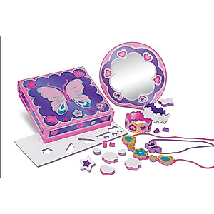 Melissa & Doug Mess-Free Glitter Treasure Box, Mirror and Jewelry Set