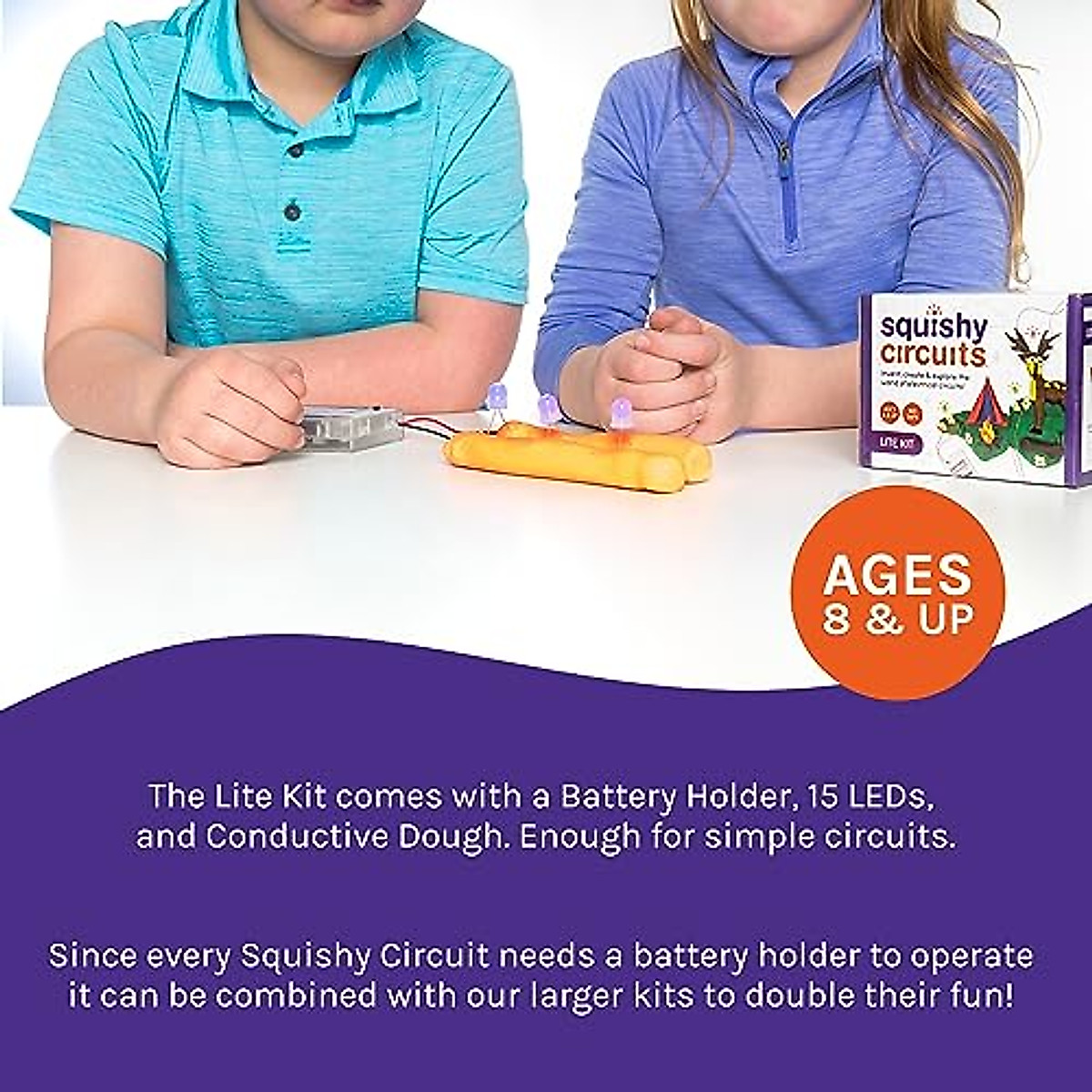 Squishy Circuits Lite Electric Circuit Kit for Kids – Beginner Circuit Kit w/Conductive Dough – Classroom Supplies to Make Creation Light Up, Beep - Gift for Kids 8+ Yrs