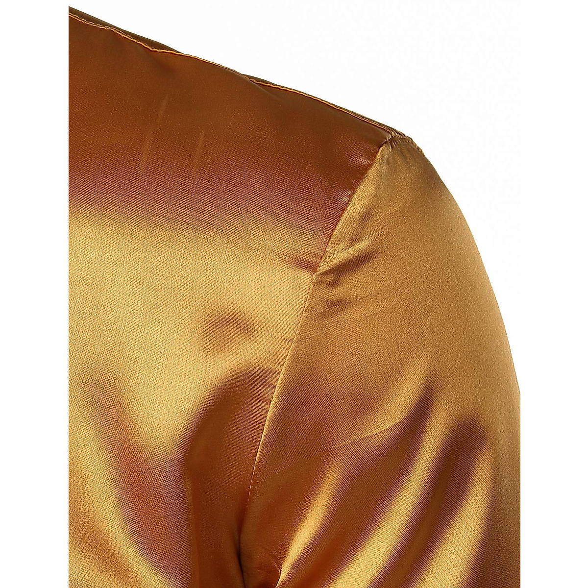 ZEROYAA Men's Luxury Shiny Silk Like Satin Button Up Dress Shirts ZLCL14-Gold Medium