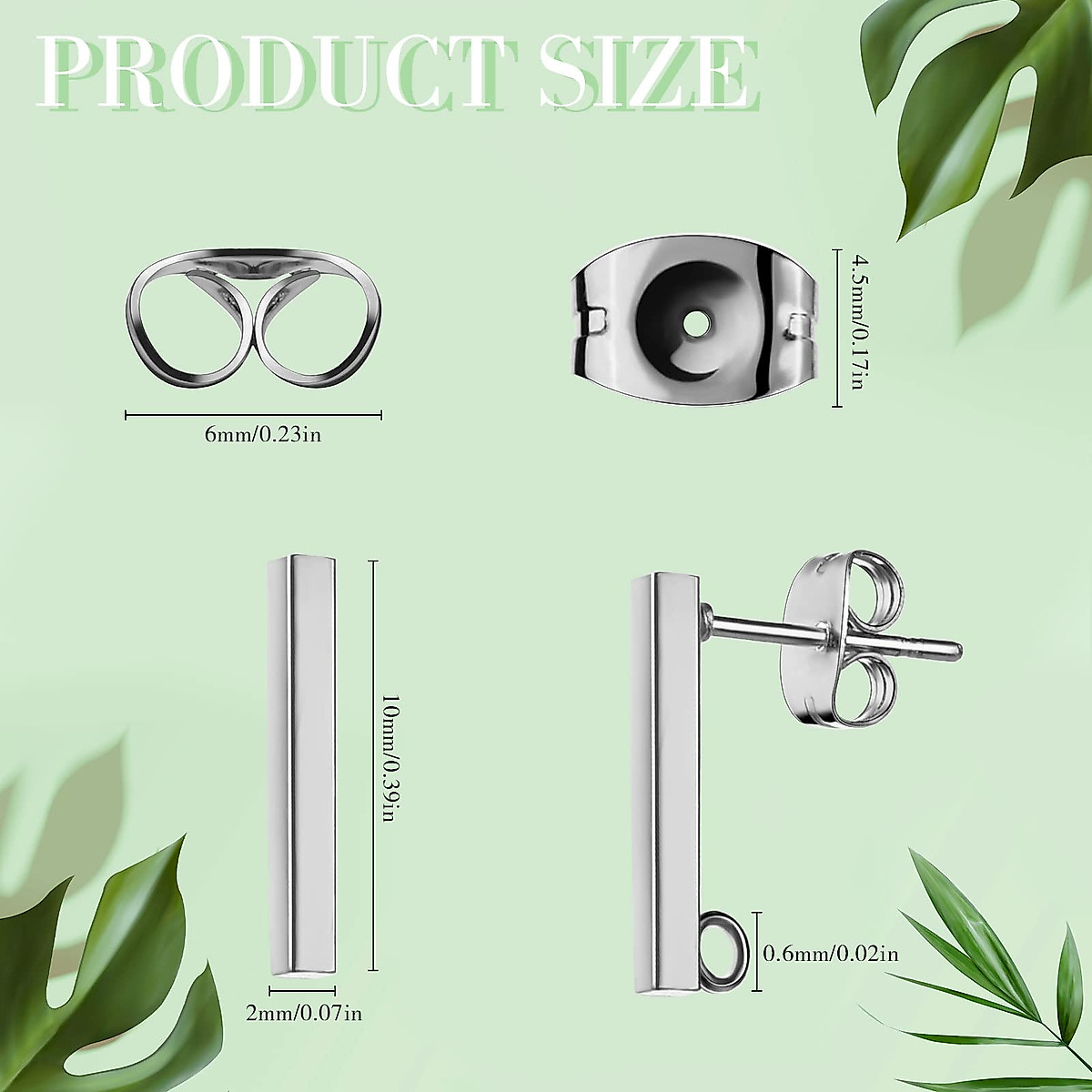 Hinly 80 Pieces Stainless Steel Earring Posts Stud Earring with Loop 80 Pieces Ear Nut Bar Pierced Post for DIY Jewelry Making, 2 Sizes(Silver, Gold)