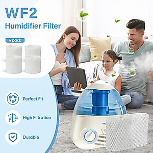 4 Pack WF2 Humidifier Wick Filter Replacement for Vicks Kaz V3500N V3700 V3100 V3900 Sunbeam 1118 1119 Series for Honeywell HCM-300T HCM-315T HCM-350 WA-8D Enviracaire ECM-500 Humidifier WF2 & PWF2