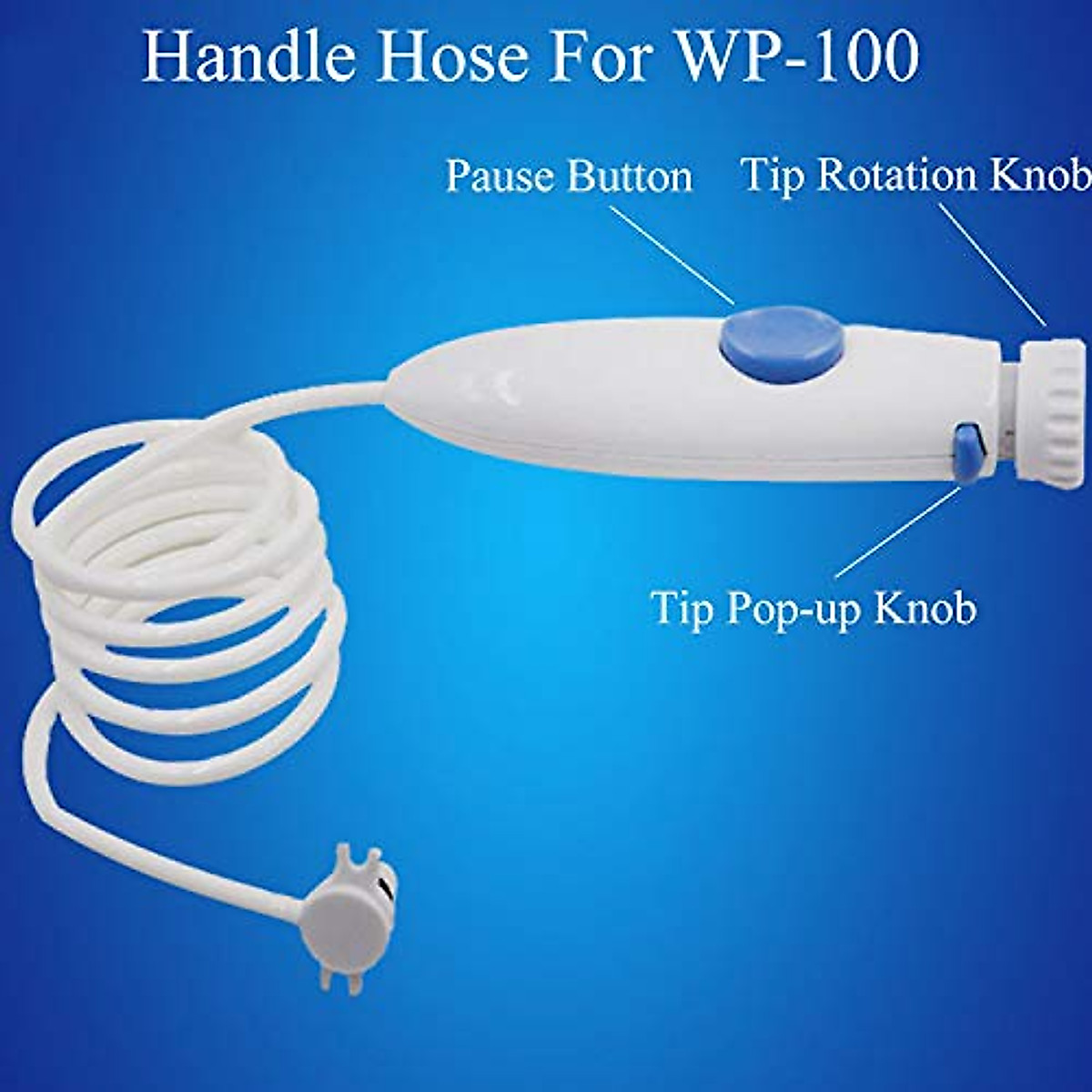 Oral Hygiene Accessories, Flosser Replacement Handle Standard Water Hose Plastic Handle with Water Flosser Replacement Jet Tip Compatible with Waterpik Oral Irrigator WP-100 WP-300 WP-660 WP-900 White