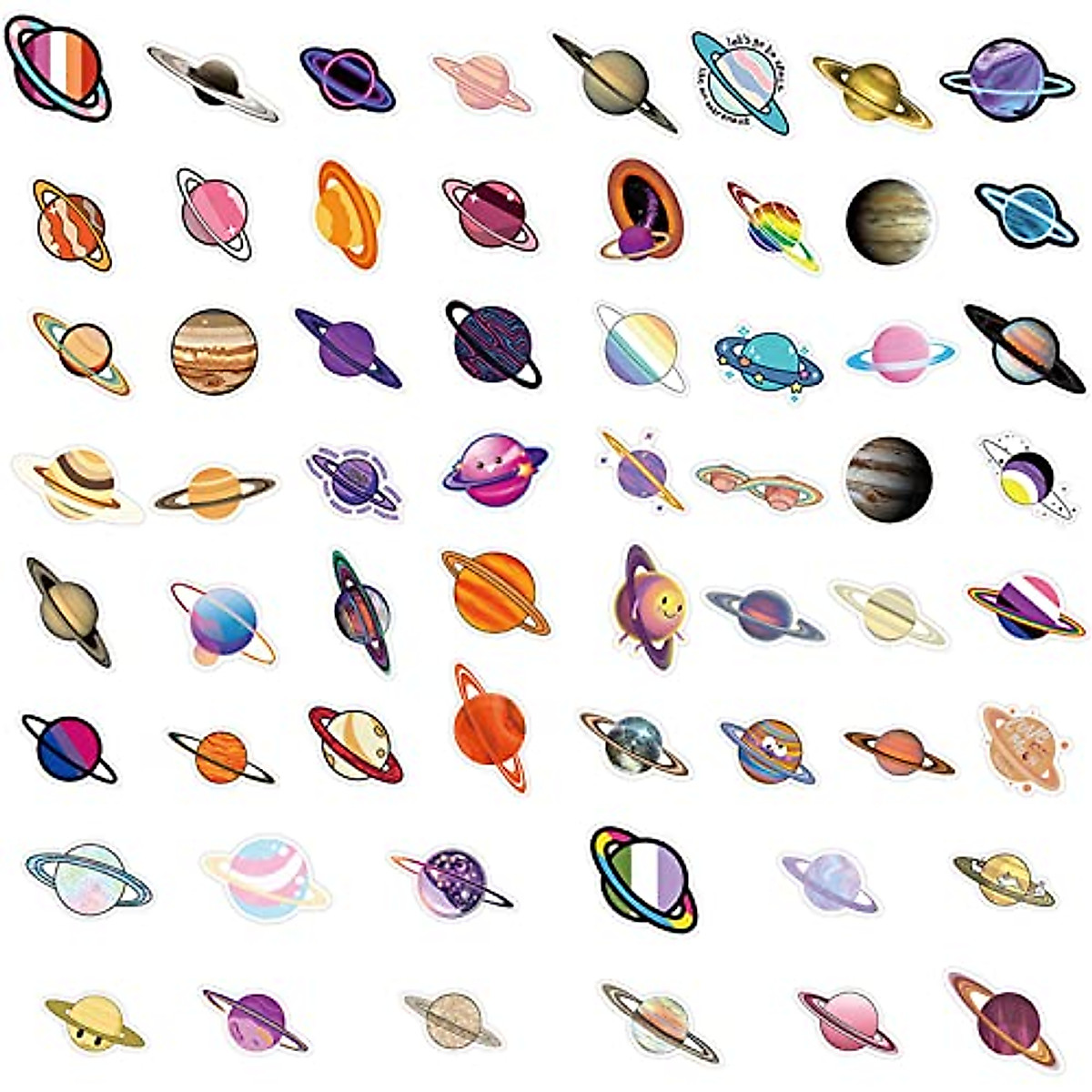 Space Planet Stickers Pack, Galaxy Stickers 60PCS Cute Space Stickers for Kids Teens Adults Glueewee Waterproof Vinyl Stickers for Water Bottles Laptop Scrapbook Journal
