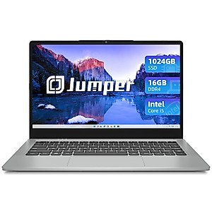 jumper 14 Inch Laptop, 24GB LPDDR4X RAM, 1024GB NVMe SSD, i5 CPU(up to 3.6GHz), 1080p FHD IPS Display, Laptops Computer, 51.3WH, 4 Stereo Speakers, USB3.0, Cooling System, Metal.