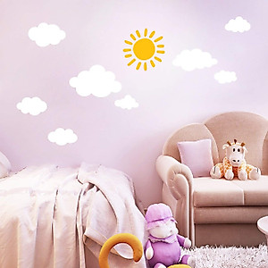 DECOWALL DWG-707WY Sun and Clouds Graphic Kids Wall Stickers Wall Decals Window Stickers Peel and Stick Wall Stickers for Kids Nursery Bedroom Living Room (White_707WY)
