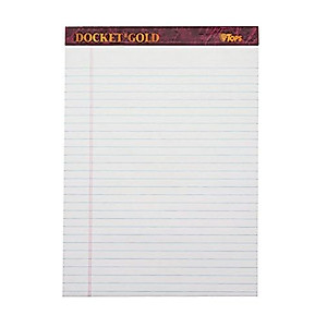 TOPS™ Docket Gold™ Writing Pads, 8-1/2" x 11-3/4", Legal Rule, 50 Sheets, 6 Pack