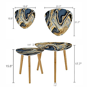 Small Coffee Nesting Table Marble Texture Seamless Silver Gold Grey Blue Black Abstract Seamless Modern Minimalist Side Table Triangle End Tea Table Center Table Set of 2 for Living Room Bedroom