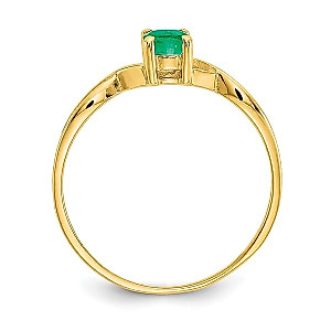 IceCarats 14K Yellow Gold Green Emerald Ring Gemstone Band May Birthstone Jewelry Size 7.00