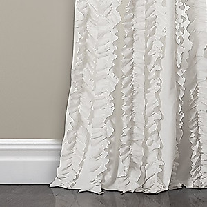 Lush Decor, White Sophia Ruffle Curtain | Textured Window Panel Set for Living, Dining Room, Bedroom (Pair), 84” x 40, 84" x 40"