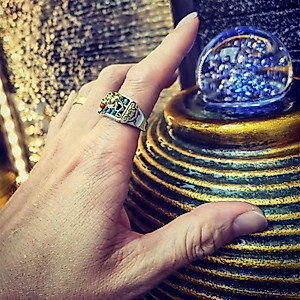 poceton Fortune PiXiu Abacus Ring,Adjustable feng shui Pixiu abacus ring is made of 925 silver and inlaid with metal,The wealth Jewelry for Men and Women