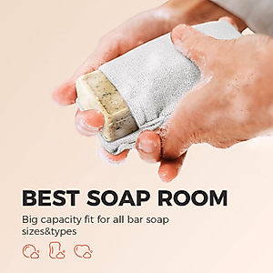 ZOMCHI 2 Pieces of Soap Bags with Gentle Roughness, Soap Savers for Bar Soap, Body Scrubbers for Use in Shower, Soap Exfoliating Bag