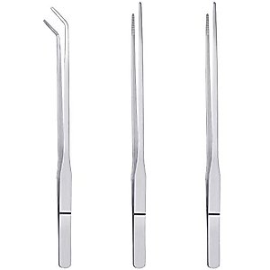 3 Pcs Stainless Steel Feeding Tongs, Reptile Feeding Tweezers Long Handle Feeder Tools for Fish Aquariums, Reptiles Snakes Lizard Gecko Spider and Bird