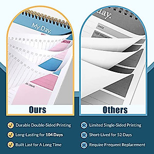 SUNEE To Do List Notepad - 3 Pack Daily Task Planner Pad, Last For 312 Days, 6.5" x 9.8" Double-sided Spiral Checklist Notebook Organizer for Adults and Kids, School, Home & Office(Teal, Blue, Purple)