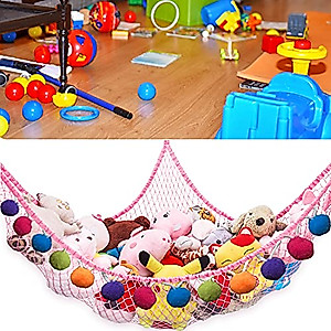 CanJoo Stuffed Animal Net, Stuffed Animal Hammock Wall Hanging Mesh Toy Net Hammock for Stuffed Animals Stuff Animal Toy Storage Organizer Net Plush Toy Corner Net Holder for Kids' Play Room Bedroom