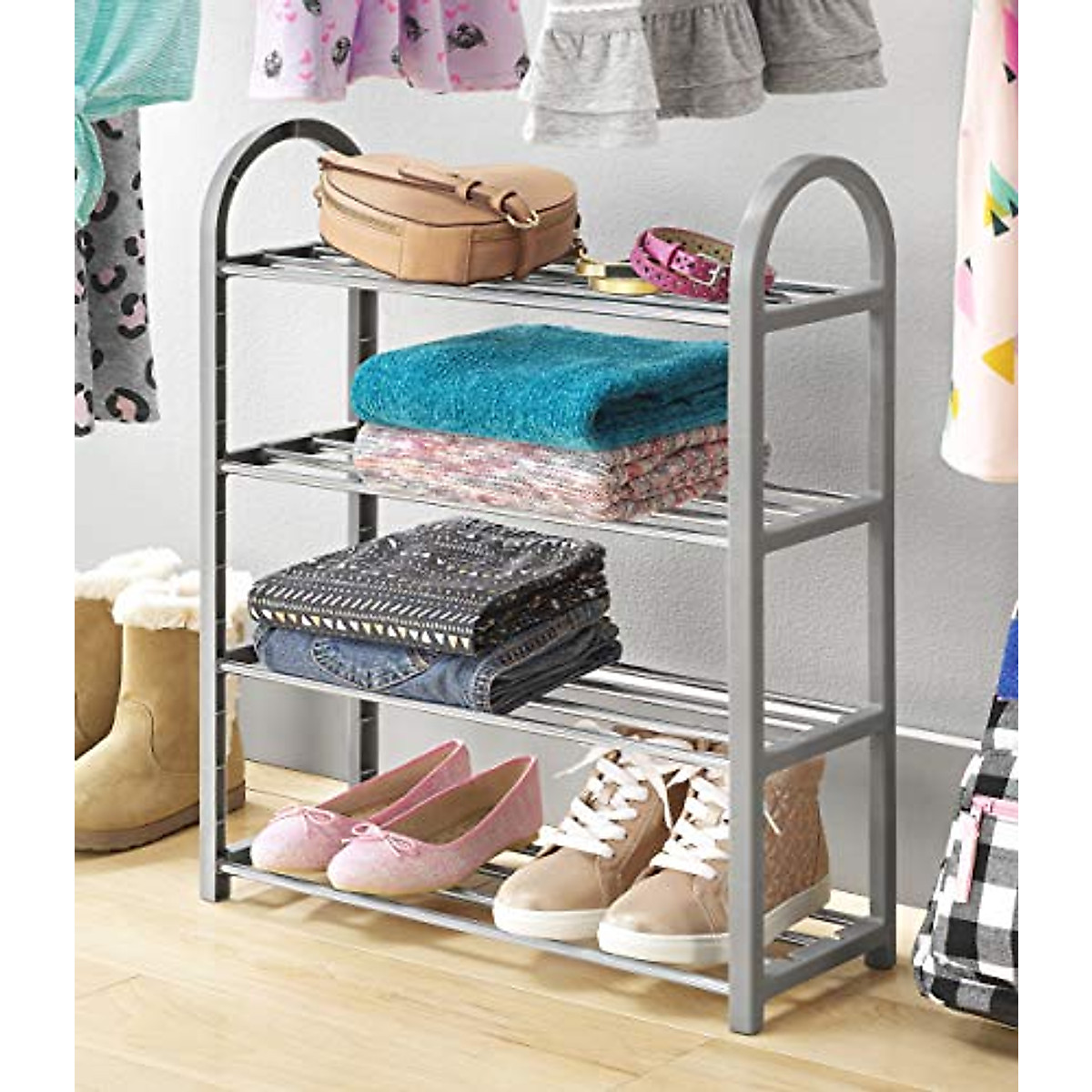 Whitmor 4-Tier Compact Closet Shelves, Gray