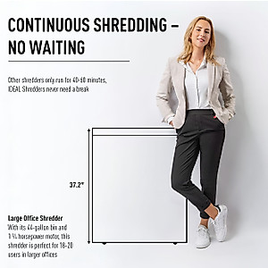 ideal. 4002 Strip Cut Centralized Office Paper Shredder, Continuous Operation, Shreds 32-35 Sheet Capacity, 44 Gallon Bin, Shred Staples/Paper Clips/Credit Cards/CDs/DVDs, 1 3/4 HP Motor, P-2 Security