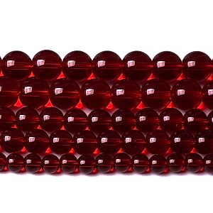 Smooth Garnet Red Glass Crystal Round Loose BeadsFor Jewelry Making DIY Bracelet Necklace Accessories 8mm 51pcs 15" Strand (Garnet Red Glass, 8mm)