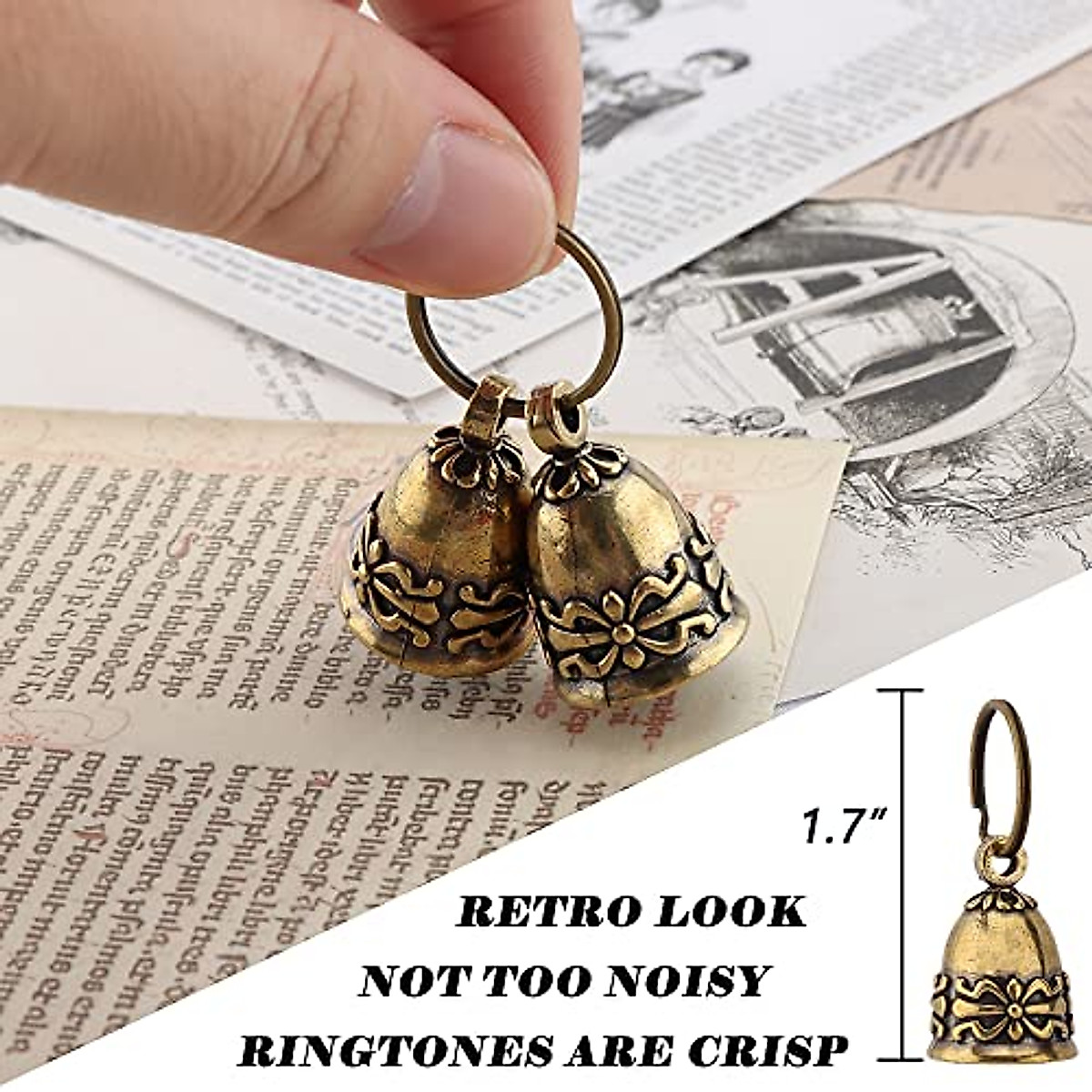 kcrygogo Copper Collar Bell for Small Pet, 0.7 inch Bell for Cats and Small Dogs,Noise Maker Anti-Theft Bell with Silver Pet Anti-Lost ID Pendant Tags (2Set)
