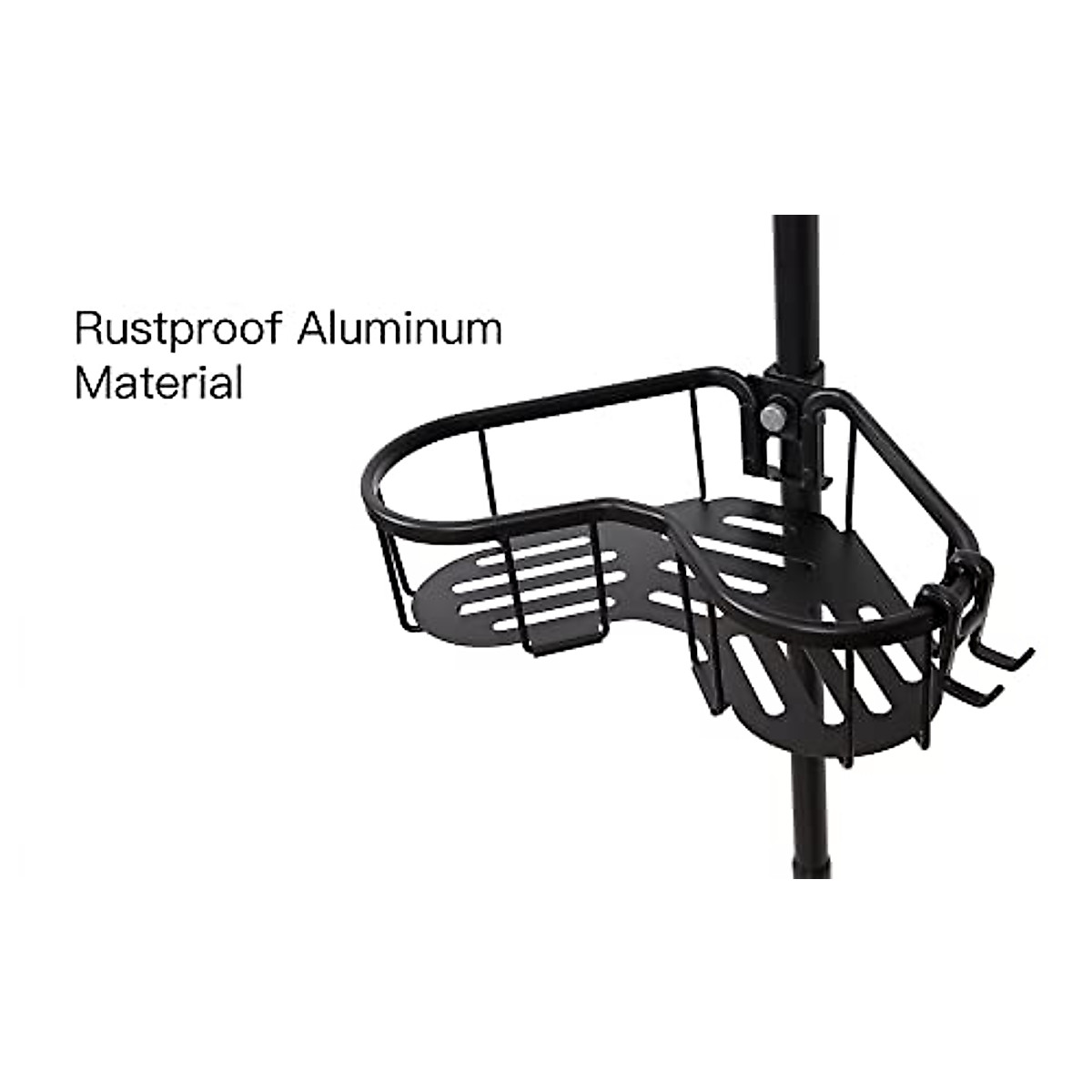 Utopia Alley Flat Shelf Tension Rod Shower Organizer - Rustproof Corner Shower Caddy with 4 Adjustable Shelves - Stand Up Shower Corner Shelf, Bathtub Corner Rack - Matte Black Finish