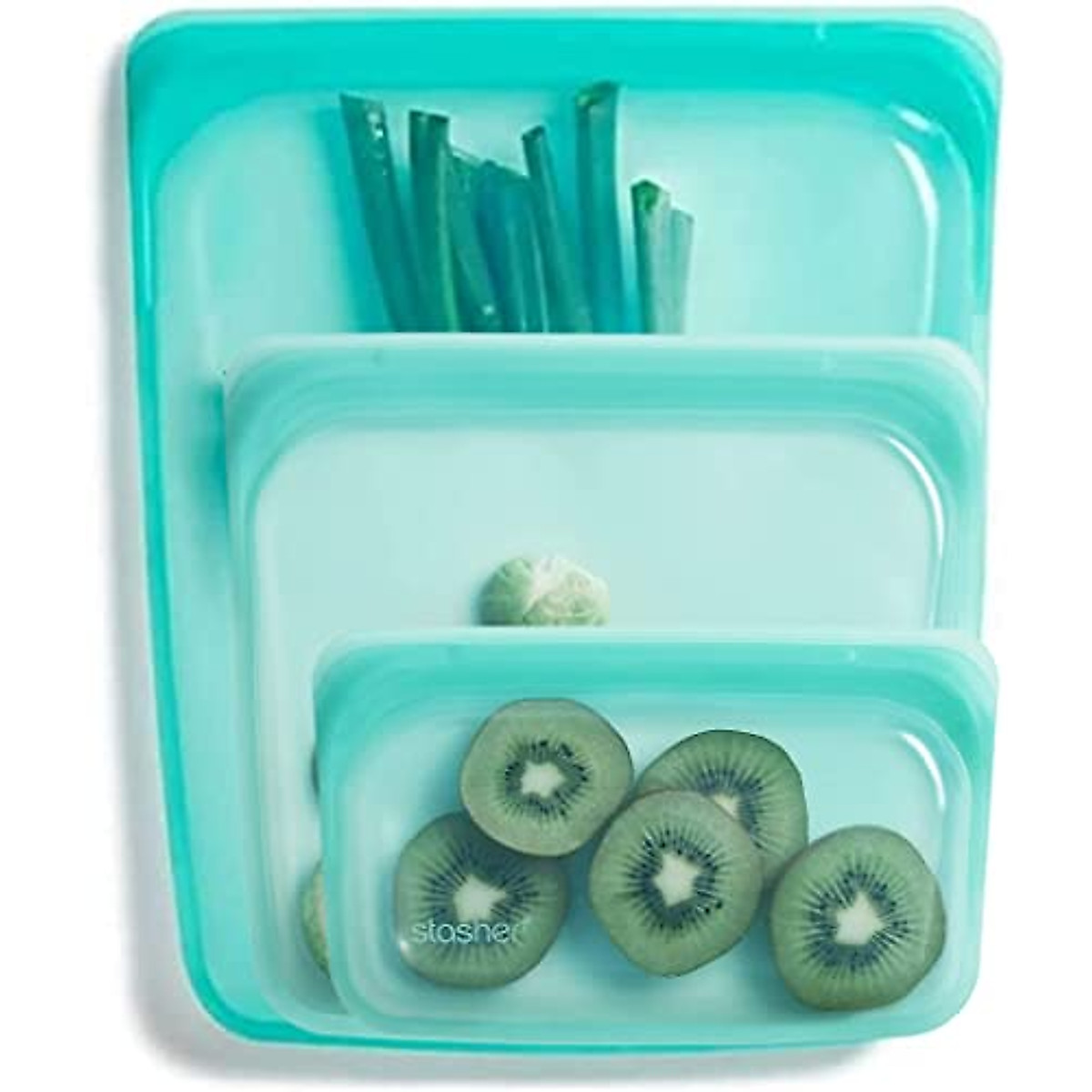 Stasher Silicone Reusable Storage Bag, Sandwich + Snack (Aqua) | Food Meal Prep Storage Container | Lunch, Travel, Makeup, Gym Bag | Freezer, Oven, Microwave, Dishwasher Safe, Leakproof