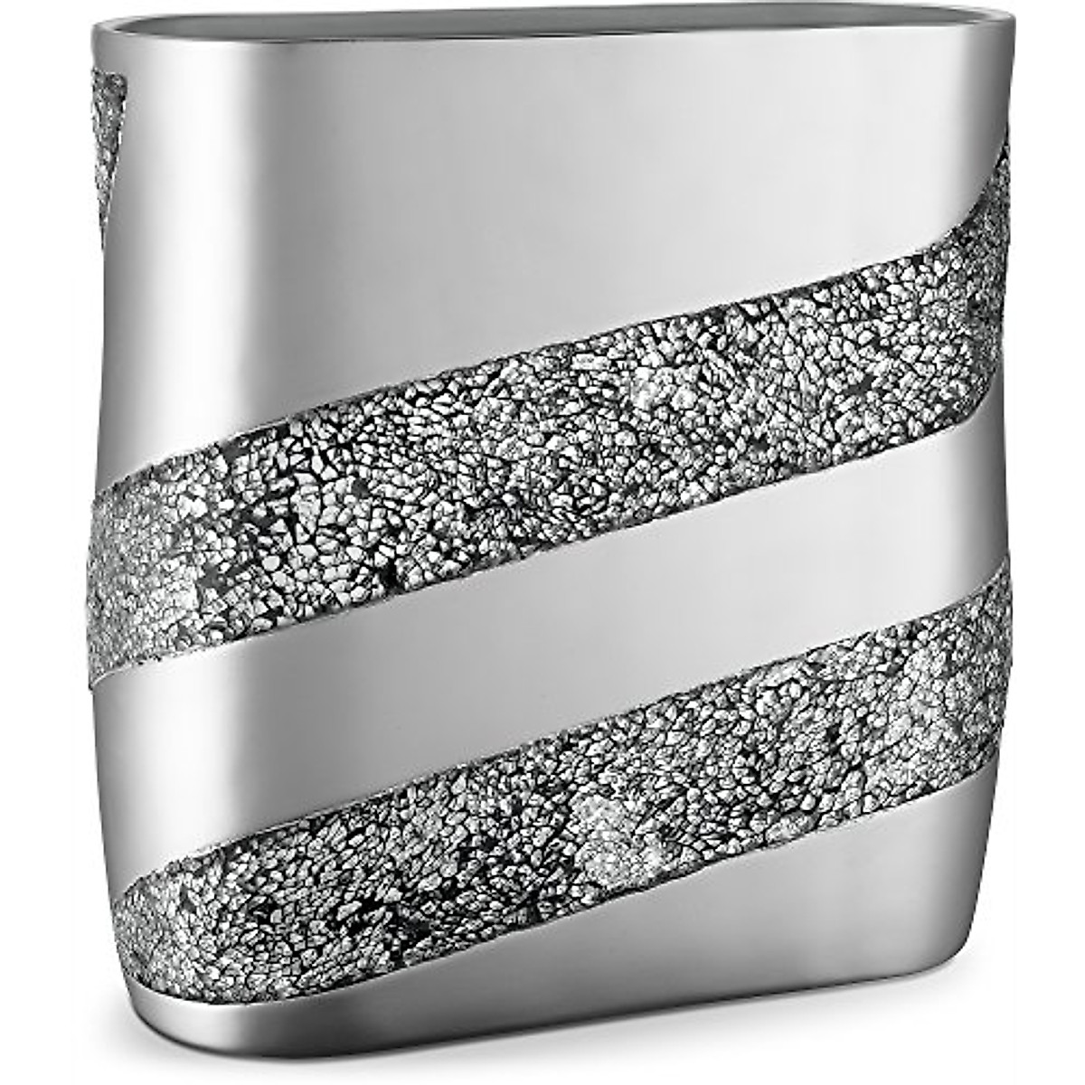 Creative Scents Silver Mosaic Bathroom Trash Can - Decorative Waste Basket for Bathroom - Durable Slim Space Friendly Small Trash Can for Bathroom, Powder Room, Bedroom, Living Room Or Office