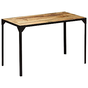 Dining Table,Retro Bar Table,Laptop Computer Desk,Kitchen Home Furniture,Indoor Bar,Rectangle Coffe Table,Very Practical Dinner Party, Study, Office Work, Solid Rough Mango Wood and Steel 47.2"