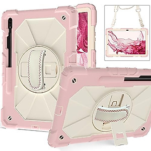 Tablet PC Case Compatible with Samsung Galaxy Tab S7 Plus 12.4 T970/T975/T976B(2020)/S7 FE 12.4 T730/T733/T736B (2021) Case,Heavy Duty Full Protective Shockproof Case W 360 Degree Rotating Multi-Funct