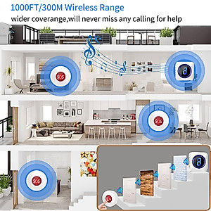 SURFOU Caregiver Pager Wireless Panic Button Nurse Call Bell 3 Call Buttons 1 Plugin Receivers 1000ft Range Personal Alarms Pager for Elderly Dementia Patients Kids Safety Home Security