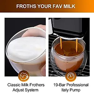 Mcilpoog Super Automatic Espresso Coffee Machine,Fully Automatic Espresso Machine With Grinder, Easy To Use Touch Screen Coffee Maker with Milk Frother.16 Coffee Recipes.(WS-203 Red)