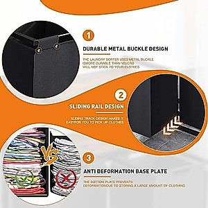 EnHomee 112L Laundry Sorter, Laundry Hamper 2 Section, Heavy Duty Laundry Basket with Washable Bags, Laundry Sorter with shelf, Hampers for Laundry Room Organization, Put-out Bags with Slide Rails