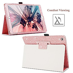Fingic for iPad Mini 5 Case 2019, iPad Mini 1 2 3 Case with Pencil Holder Glitter Sparkle PU Leather Folio Stand Protective Cover with Auto Sleep/Wake for iPad Mini 5/3/2/1, Rose Gold