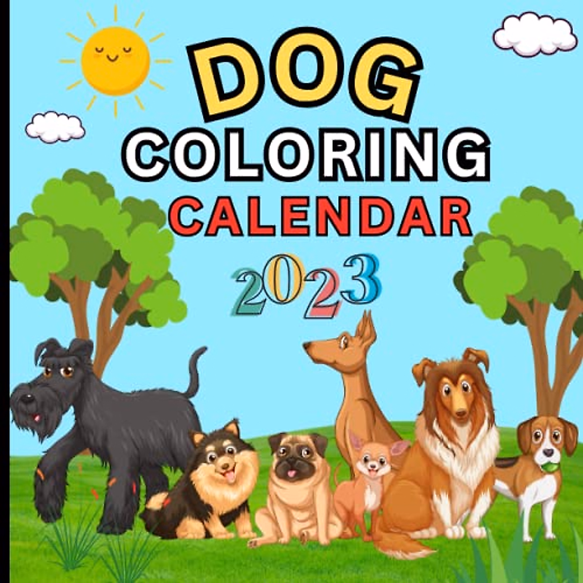 Dog coloring Calendar 2023-2024: Perfect Dog Coloring Monthly Calendar Planner 2023-2024 with amazing Coloring page of amazing Dogs 2023-2024 made in USA