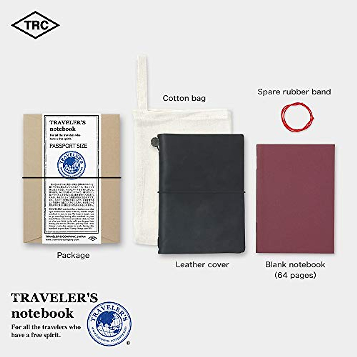 ミドリ(MIDORI) Traveler's Notebook, Passport Size, Black 15026006
