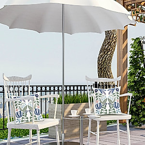 Pilmandu Pack of 2 Embroidered Decorative Throw Pillow Cover 18x18 Inch Farmhouse Floral Pillowcase for Living Room Sofa Bed (Bird Flower) (W-45444)