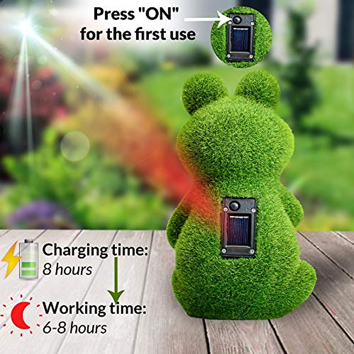 Garden Statue of Frog with Solar Light Eyes - Outdoor Spring Decoration - Garden Frog Figurine for Patio, Balcony, Yard, Lawn Ornament - Unique Housewarming Gift