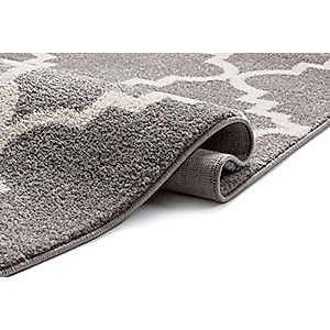 Harbor Trellis Grey Quatrefoil Geometric Modern Casual 2x7 (2'3" x 7'3" Runner) Easy to Clean Stain/Fade Resistant Shed Free Contemporary Traditional Moroccan Lattice Soft Living Dining Room Rug