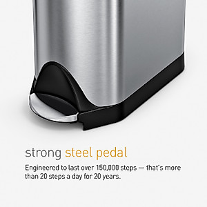 simplehuman 30 Liter / 8 Gallon Butterfly Lid Kitchen Step Trash Can, Brushed Stainless Steel