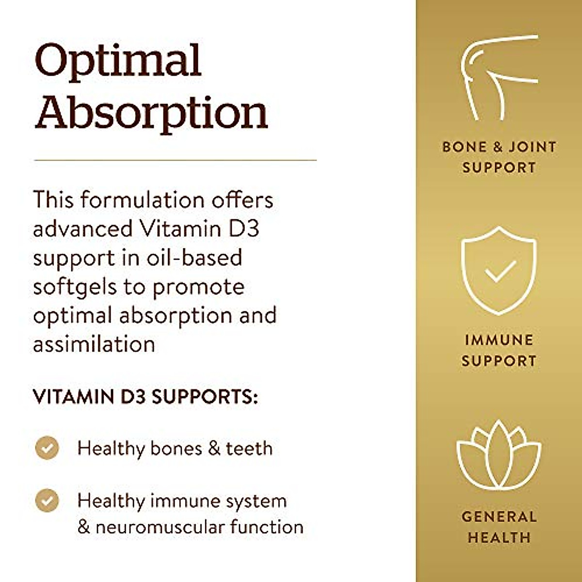 Solgar Vitamin D3 (Cholecalciferol) 25 mcg (1000 IU), 100 Softgels - Helps Maintain Healthy Bones & Teeth - Immune System Support - Non-GMO, Gluten Free, Dairy Free - 100 Servings