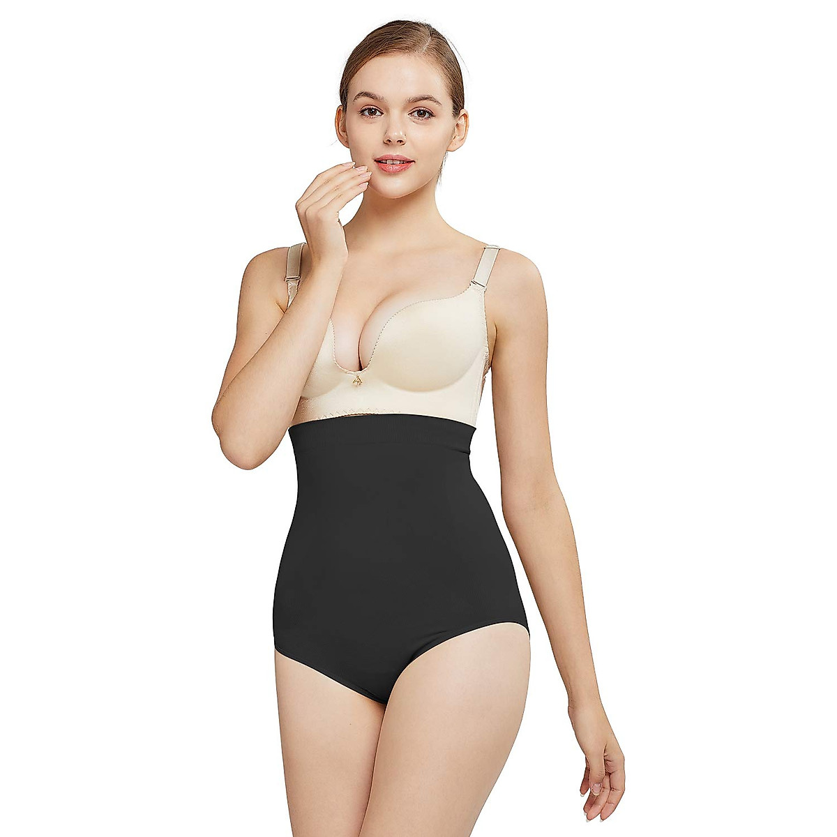 DREAM SLIM Women's High-Waist Seamless Body Shaper Briefs Tummy Control Panty Butt Lifter Shapewear Slim Waist Trainer (Black, XL/XXL)