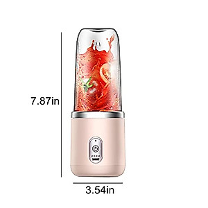 Portable Blenders, Personal Blender for Shakes and Smoothies, Fruit Juicer USB Rechargeable with 6 Blades, Handheld Blenders for Sports Travel and Outdoors (Pink)