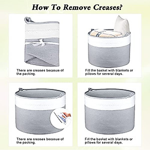 XXXXL Extra Large Cotton Rope Basket, AivaToba 22" x 22" x 16" Blanket Storage Basket, Toy Storage Basket, Decorative Sturdy Storage Basket with Handles in Living Room