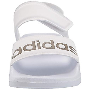 adidas Women's Adilette Sandal Slide, White/Champagne Metallic/White, 9